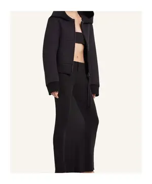 COURREGES Zip-up Hooded Cocoon Jacket - Black