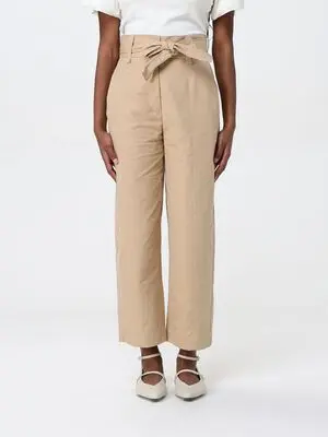 TWINSET Gabardine Belted Trousers - Nude
