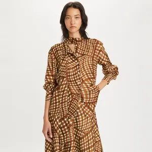 Tory Burch Abstract Pattern Print Silk Blouse