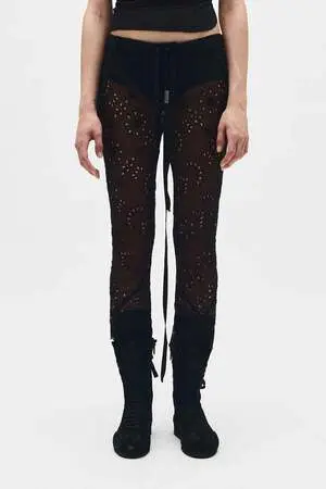 ANN DEMEULEMEESTER Lace Trousers With Self-tie Belt