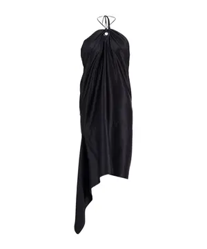 FERRAGAMO Halterneck Asymmetrical Satin Dress