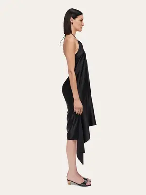 FERRAGAMO Halterneck Asymmetrical Satin Dress