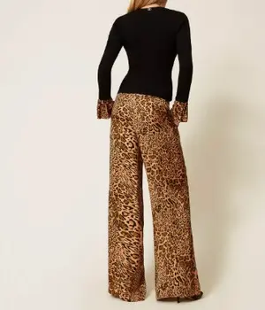 TWINSET Pleated Leopard Print Trousers