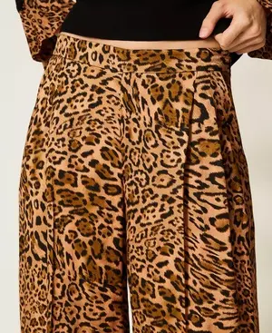 TWINSET Pleated Leopard Print Trousers