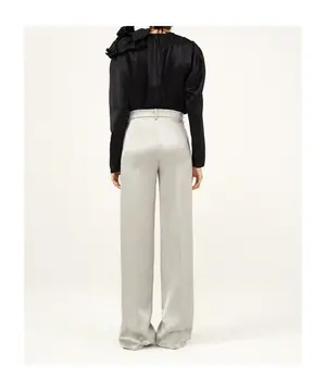 Magda Butrym Long Sleeve Shirred Blouse With Detachable Flower Brooch - Black