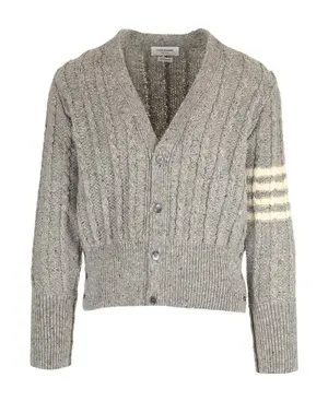 Thom Browne Rwb Striped Twist Cable-knitted Cardigan