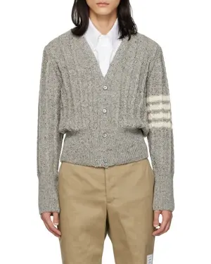 Thom Browne Rwb Striped Twist Cable-knitted Cardigan