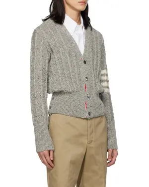 Thom Browne Rwb Striped Twist Cable-knitted Cardigan