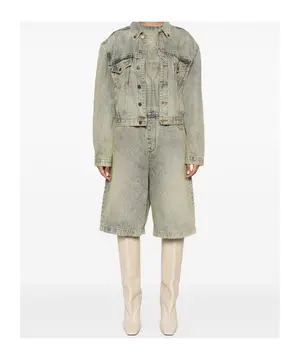 ENTIRE STUDIOS Straight Leg Denim Shorts - Gray