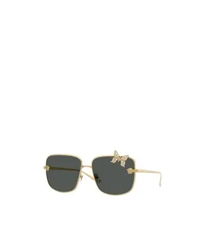 Versace Embellished Square Frame Sunglasses - Black