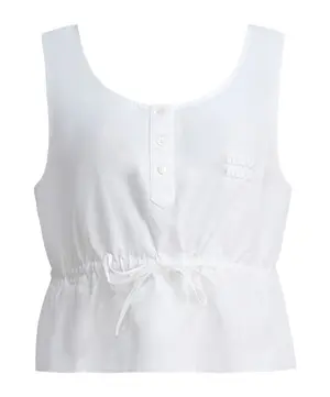 Miu Miu Sleeveless U-neck Button-front Drawstring Top - No