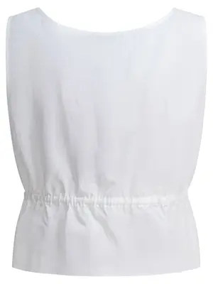 Miu Miu Sleeveless U-neck Button-front Drawstring Top - No