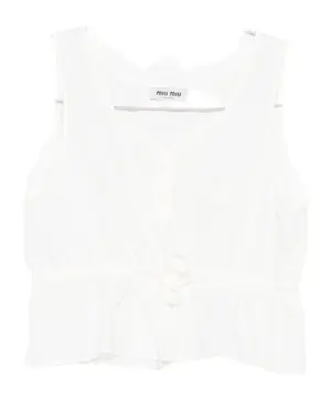 MIU MIU Miu Miu Sleeveless U-Neck Button-Front Drawstring Top