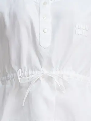 Miu Miu Sleeveless U-neck Button-front Drawstring Top - White