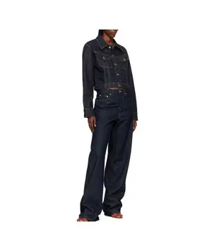 Victoria Beckham Button-fastening Denim Jacket - Navy Blue
