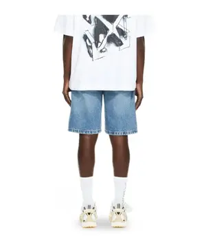 Off-White Arrow-motif Denim Shorts - Light Medium Blue