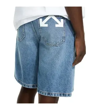 Off-White Arrow-motif Denim Shorts - Light Medium Blue