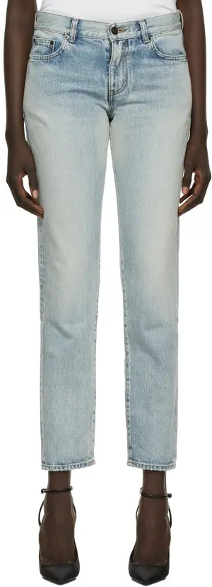 Saint Laurent Button Detailed Skinny Jeans