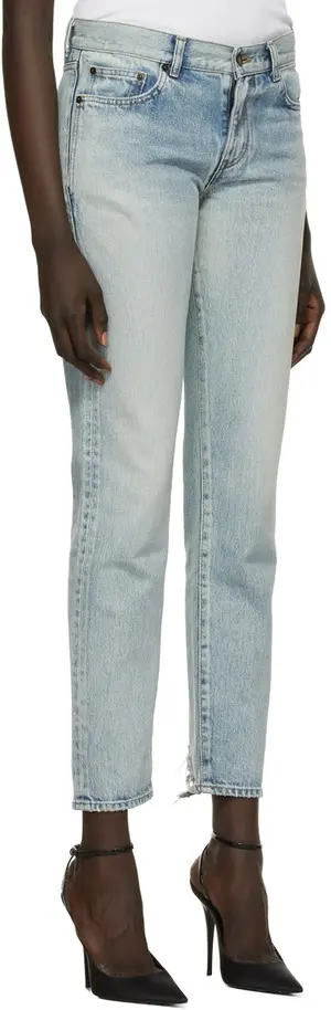 Saint Laurent Button Detailed Skinny Jeans