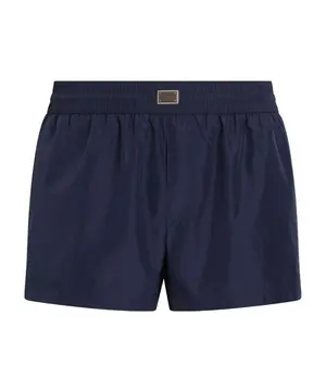 Dolce & Gabbana Logo Plaque Swim Trunks - Blue