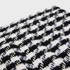 Celine Pleated Houndstooth Wool Skirt - White/ivory/black