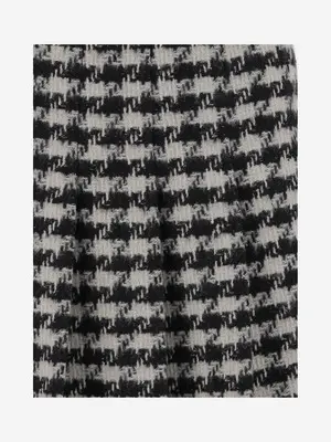 Celine Pleated Houndstooth Wool Skirt - White/ivory/black