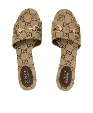 Gucci Horsebit Slide Sandals - Nude