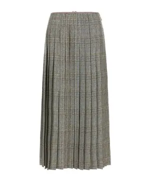 Thom Browne Pleated Plaid Skirt - Black