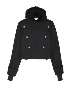 Saint Laurent Military Coat In Wool Felt And Shearling