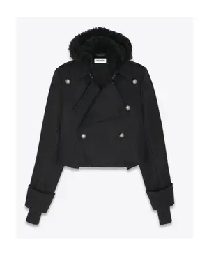Saint Laurent Military Coat In Wool Felt And Shearling
