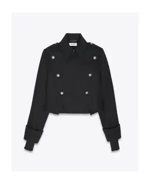 Saint Laurent Military Coat In Wool Felt And Shearling