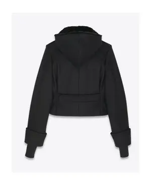 Saint Laurent Military Coat In Wool Felt And Shearling