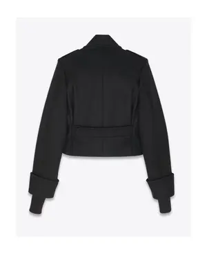 Saint Laurent Military Coat In Wool Felt And Shearling