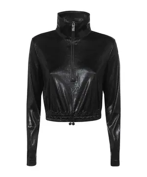 John Richmond Cropped Half-zip Top With Adjustable Drawstring