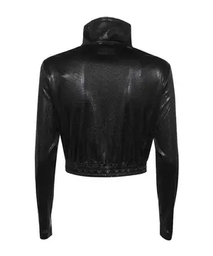 John Richmond Cropped Half-zip Top With Adjustable Drawstring