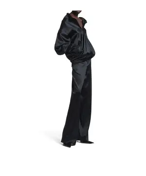 Balenciaga Zip-up Stand Collar Jacket In Heavy Satin