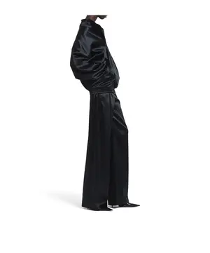 Balenciaga Zip-up Stand Collar Jacket In Heavy Satin