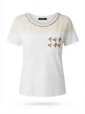 Max Mara Round Neck Short Sleeve Embellished Pocket Shirt