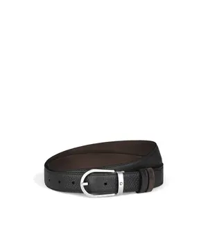 Montblanc Horseshoe 30mm Reversible Leather Belt - Black