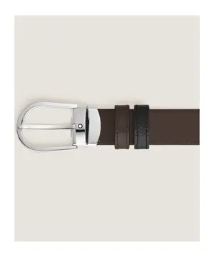 Montblanc Horseshoe 30mm Reversible Leather Belt - Black