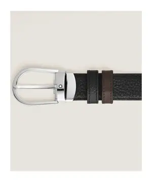 Montblanc Horseshoe 30mm Reversible Leather Belt - Black