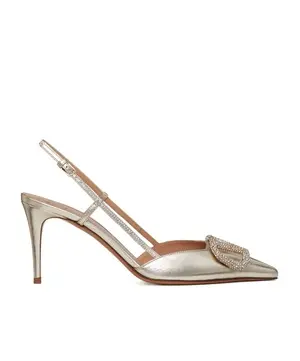 Valentino Garavani Vlogo Glow Laminated Nappa Slingback Pump 80 Mm - Platinum