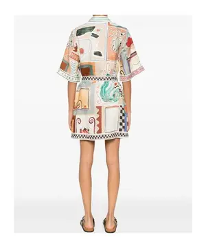 ALEMAIS Geometric Print Mini Shirt Dress