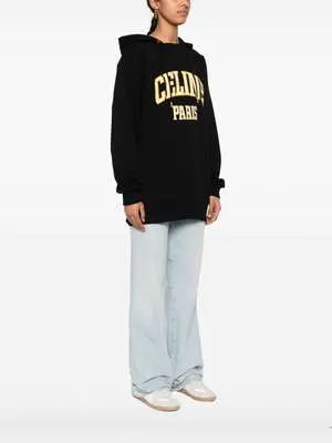Celine Oversized Hoodie In Cotton Fleece - Black