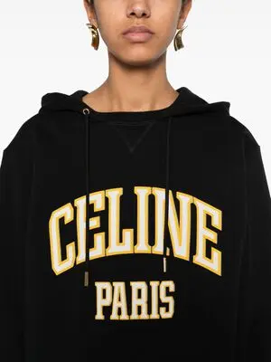 Celine Oversized Hoodie In Cotton Fleece - Black