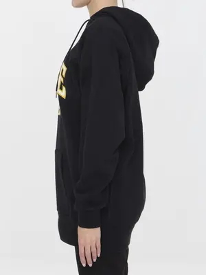 Celine Oversized Hoodie In Cotton Fleece - Black