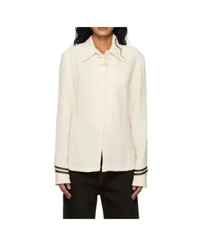 OPEN YY Seersucker Jacquard Stripe Sailor Cuff Shirt