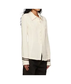 OPEN YY Seersucker Jacquard Stripe Sailor Cuff Shirt