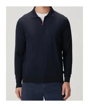 Kiton Long-sleeved Zippered Knit Polo Shirt - Black