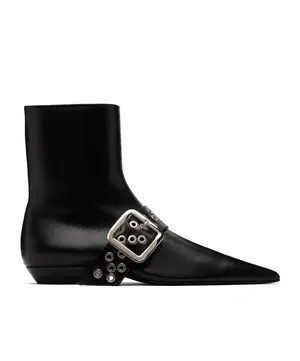 JIL SANDER Pointed Toe Ankle Boots With Buckle Detail